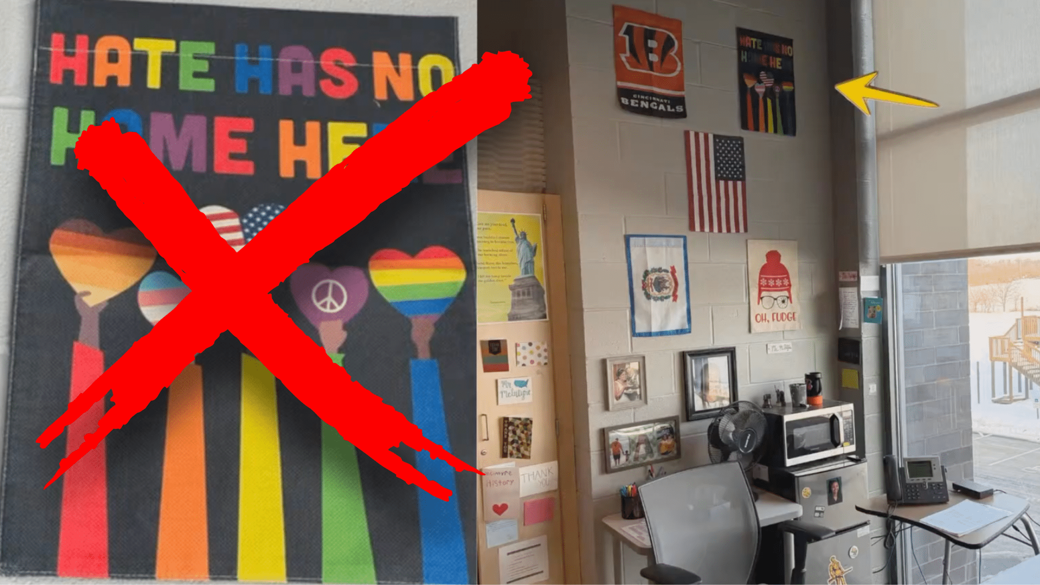 Ohio district bans class poster with rainbow, trans flags